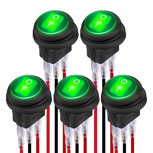 5x Green LED 12V Toggle Switch SPST On/Off for Car Boat Marine RV ...