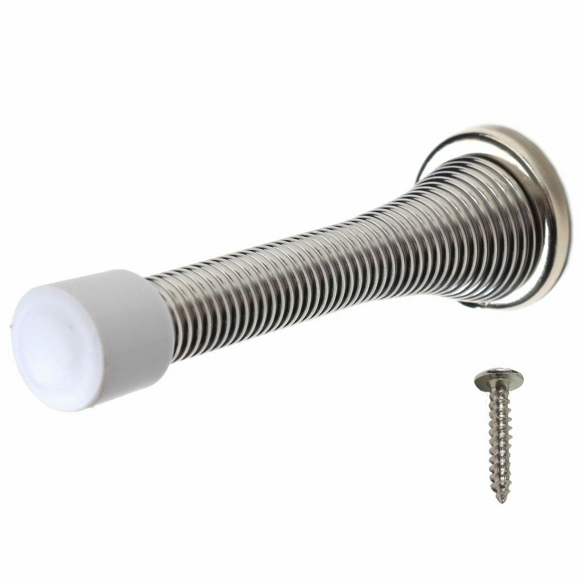 3 Pack Wall Mounted Chrome Spring Door Stop Sprung Stopper Skirting ...