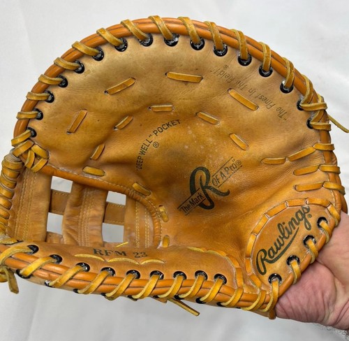 Rawlings RFM23 Vintage First Baseman Mitt Glove Deep Well Pocket Edge-U ...