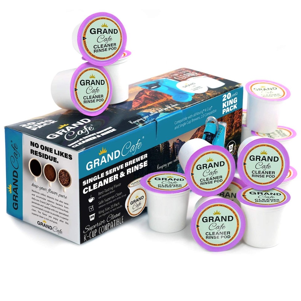 Grand Cafe - 20 Pack K-Cup Cleaner and Rinse for Keurig Single Serve ...