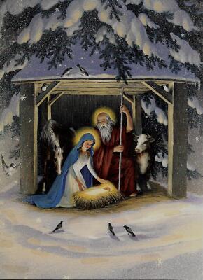 SNOW COVERED NATIVITY SCENE INSPIRATIONAL CHRISTMAS CARD by GRAPHIQUE ...