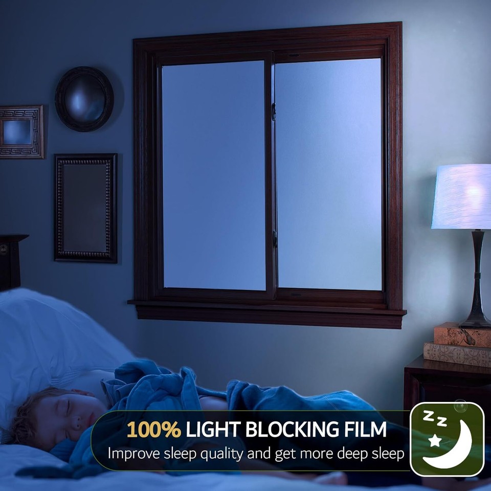 White Blackout Window Film 100% Light Blocking Window Cover Opaque ...