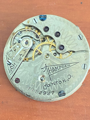 VINTAGE 3/0 SIZE HAMPDEN IN BANNER POCKET WATCH MOVEMENT, GR. 400AA ...