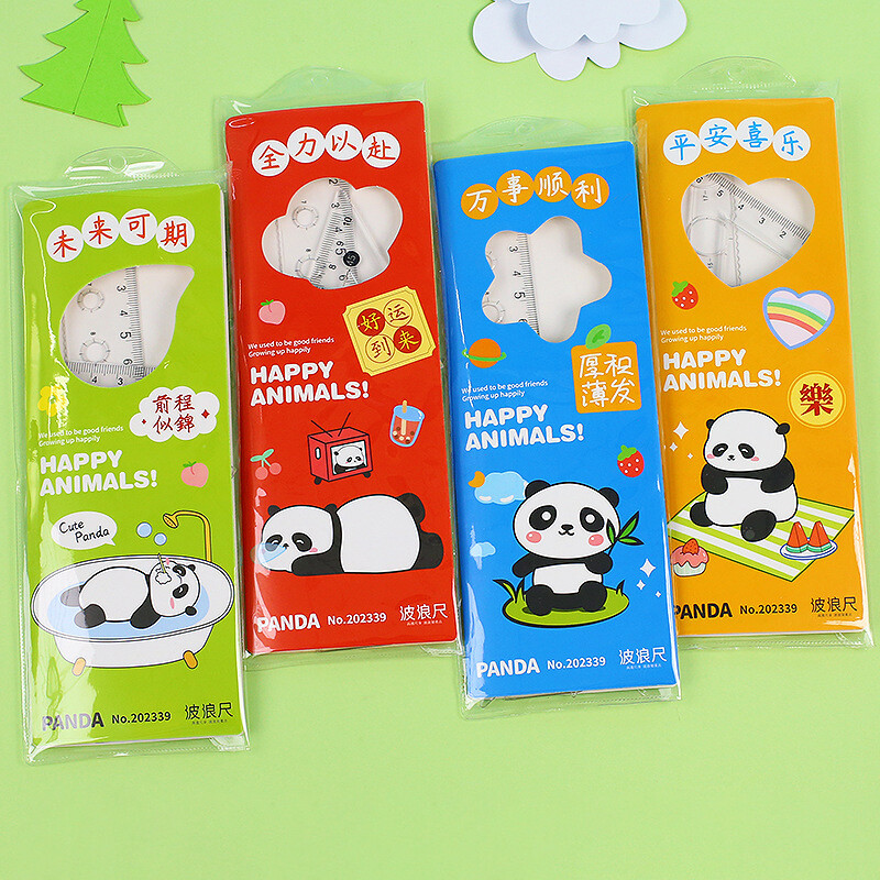Cute Cartoon Panda Ruler Set 8 Inches 20cm Ruler Triangle Protractor | eBay