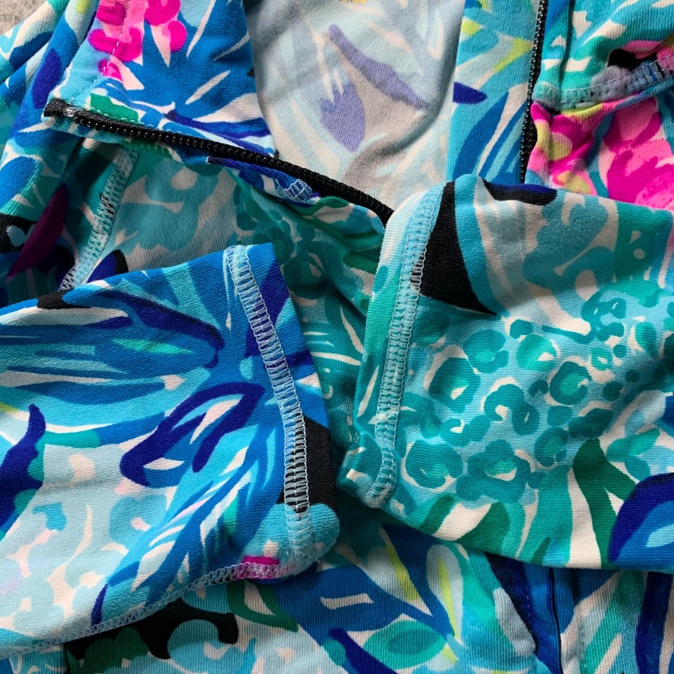 LILLY PULITZER Jacket Womens Small Luxletic Floral Full Zip Blue Pink ...