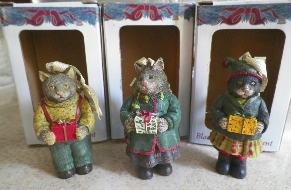 Paris Bottman Kitty Cat Christmas Ornaments Set of 4 Tabby Calico Angel ...