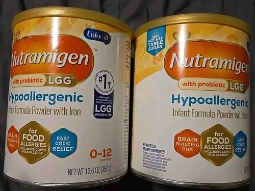 2 CANS Nutramigen Hypoallergenic Infant Formula Powder Iron 12.6 Oz Exp ...