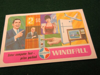 Royalite Windfall 1970's advertisement postcard lottery entry form ...