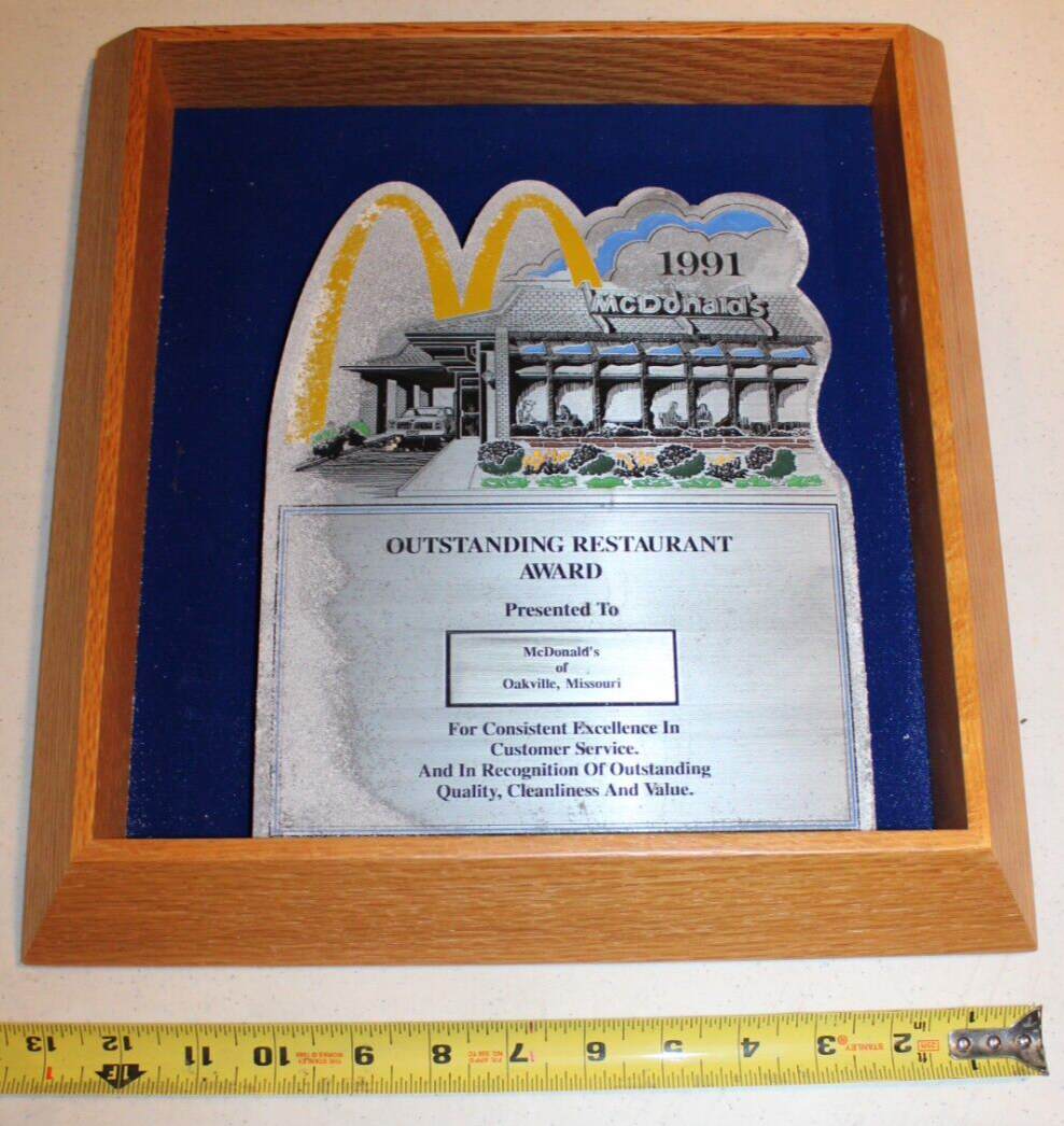 Rare Mcdonalds 1991 Restaurant Outstanding Award Brushed Plaque ...