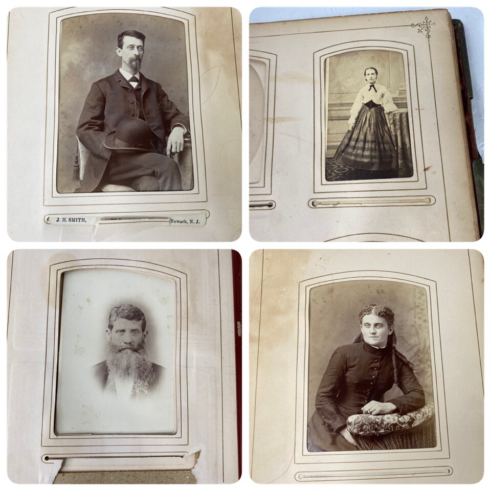 Antique Victorian 1880s Photo Album w 2 Locks of Hair 6 Images Metal ...