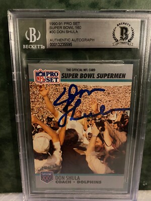 Don Shula SIGNED CARD 1990-91 PRO SET FOOTBALL CARD BECKETT AUTHENTIC ...