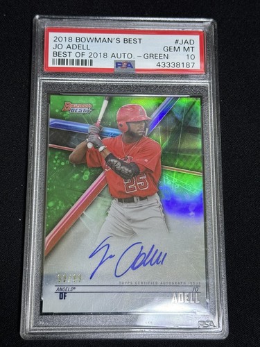 2018 Bowman's Best of '18 Auto Green Refractor Jo Adell 76/99 Angels PSA 10! SP! | eBay
