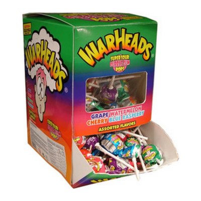Warhead Super Sour Gum Pops 19g X 100 Lollipops Display Box 32134236055 ...