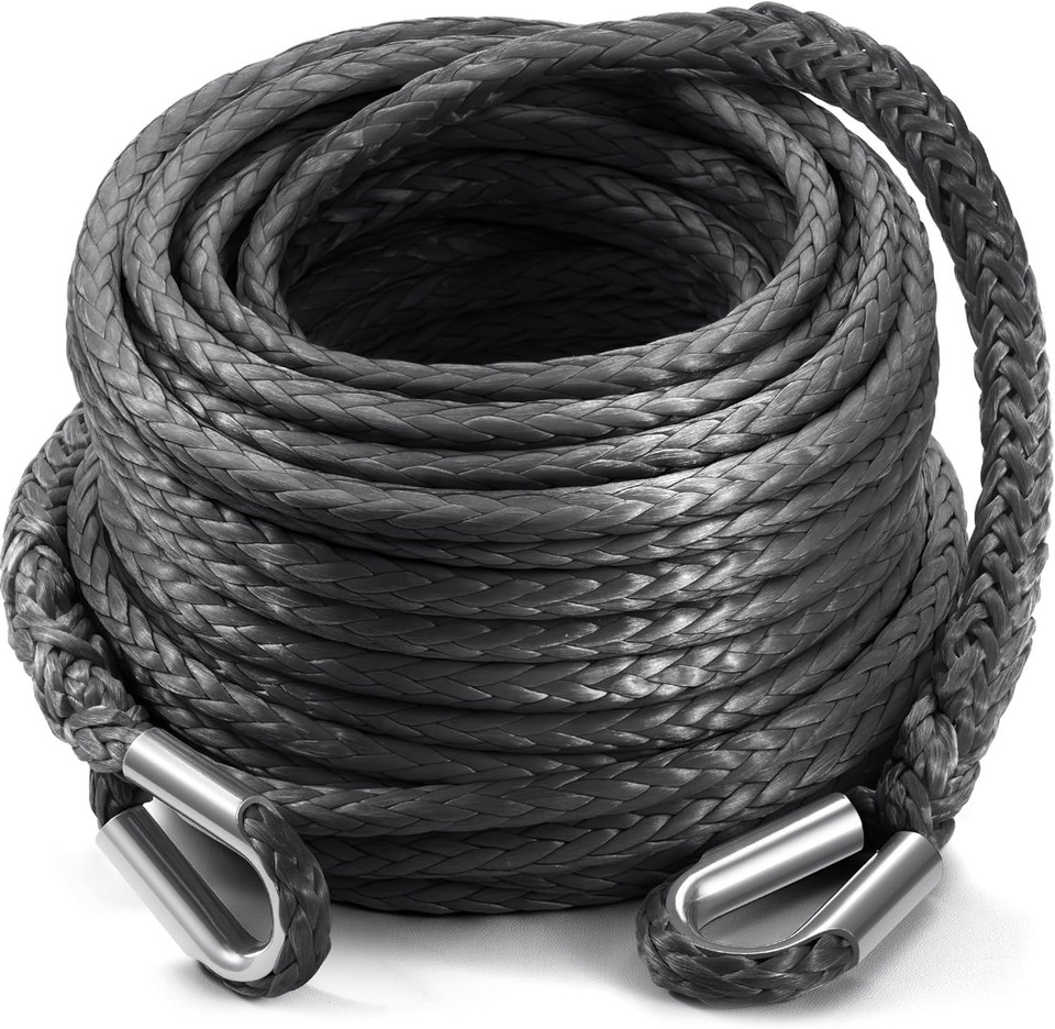 3/8'' x 92ft Synthetic Winch Extension Rope, 26,500 Lbs Winch Extension ...