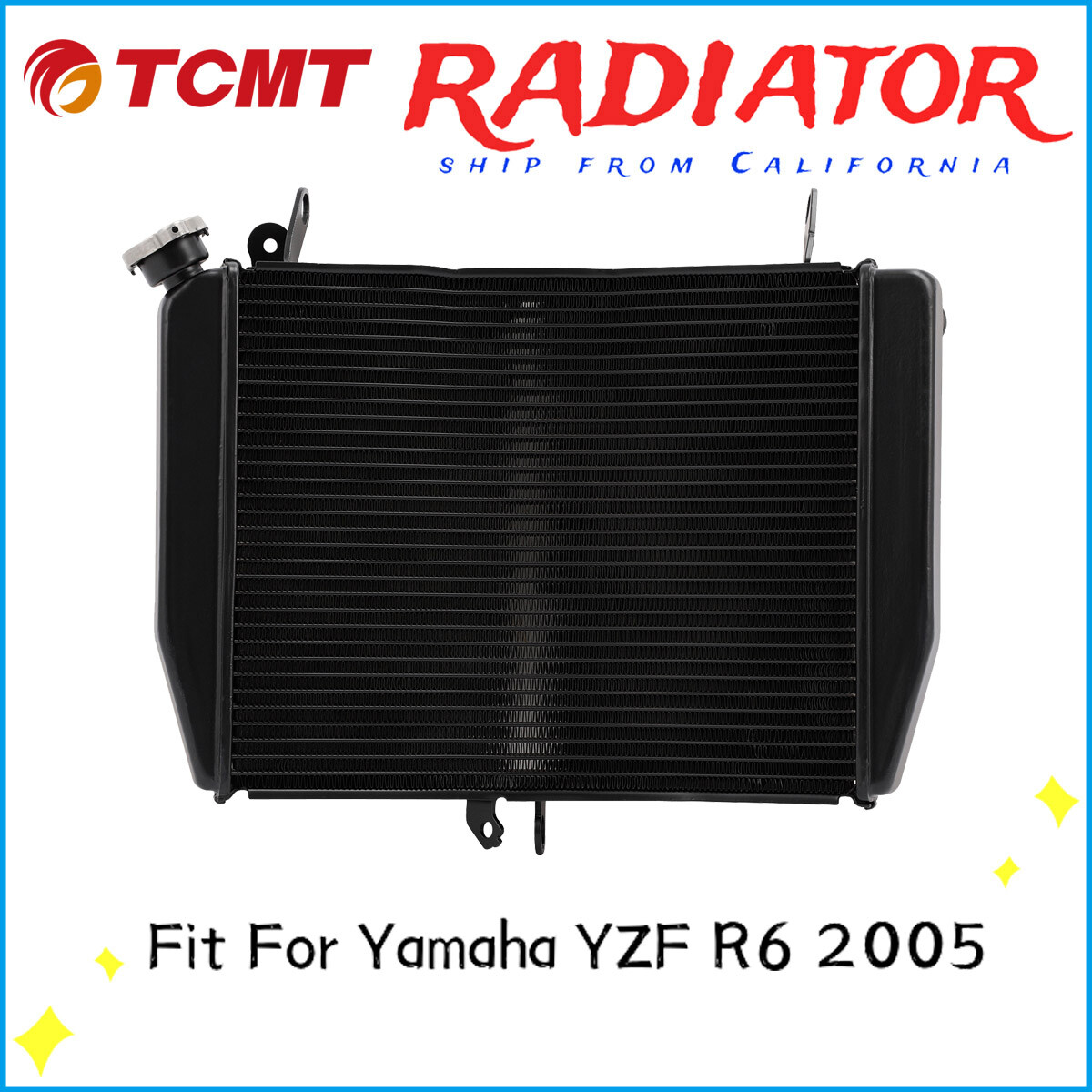 Black Aluminum Engine Cooling Cooler Radiator Fit For Yamaha YZF-R6 YZF ...
