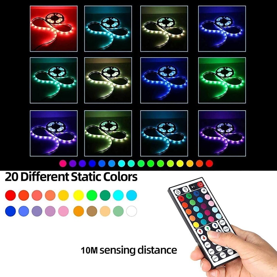 32ft LED Strip Lights Remote Control Bedroom for Indoor Outdoor Use | eBay