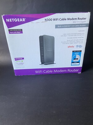 Netgear N 300 WiFi Cable Modem Router Model No C3000 Up to 340 Mbps ...