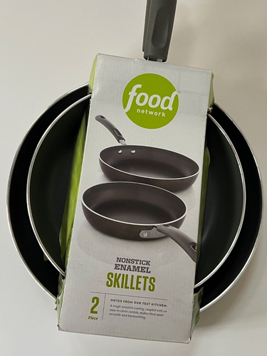 NEW! FOOD NETWORK SET 2 NONSTICK ENAMEL COOKWARE SKILLETS - 9" AND 11 ...