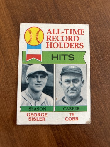 All-Time Record Holders: Hits (George Sisler / Ty Cobb) 1979 Topps 411 ...