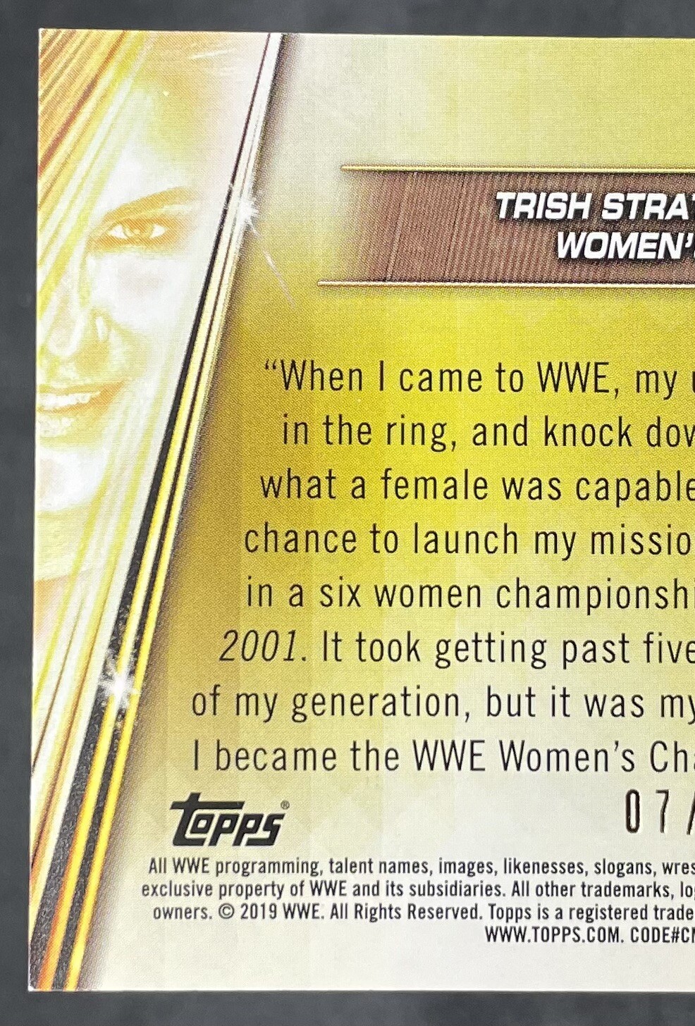 2019 Topps WWE Women's Division Team Bestie Trish Stratus Gold Card #07 ...