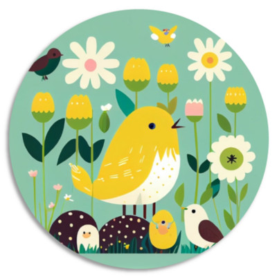 Birds Chirping Floral Springtime Spring - 10 Pack Circle Stickers 3 ...