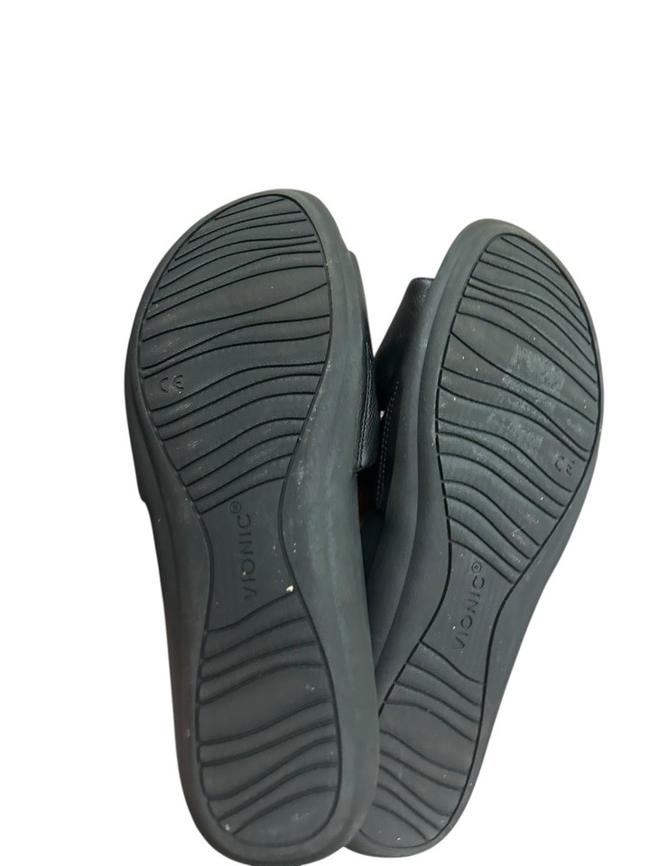 Vionic Val Slide Sandal Women's 8 Black Wide Strap Comfort Orthopedic ...
