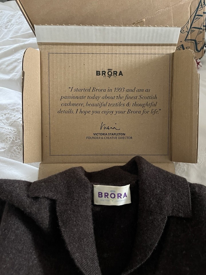 Brora Vintage Collar Cashmere Cardigan Chocolate Brown 10 Hardly Worn ...