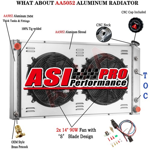 4 Row Radiator Shroud Fan For Chevy GMC R2500 R3500 V2500 V3500 7.4L 89 ...