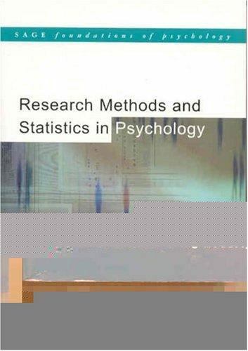 SAGE Foundations of Psychology Ser.: Research Methods and Statistics in ...