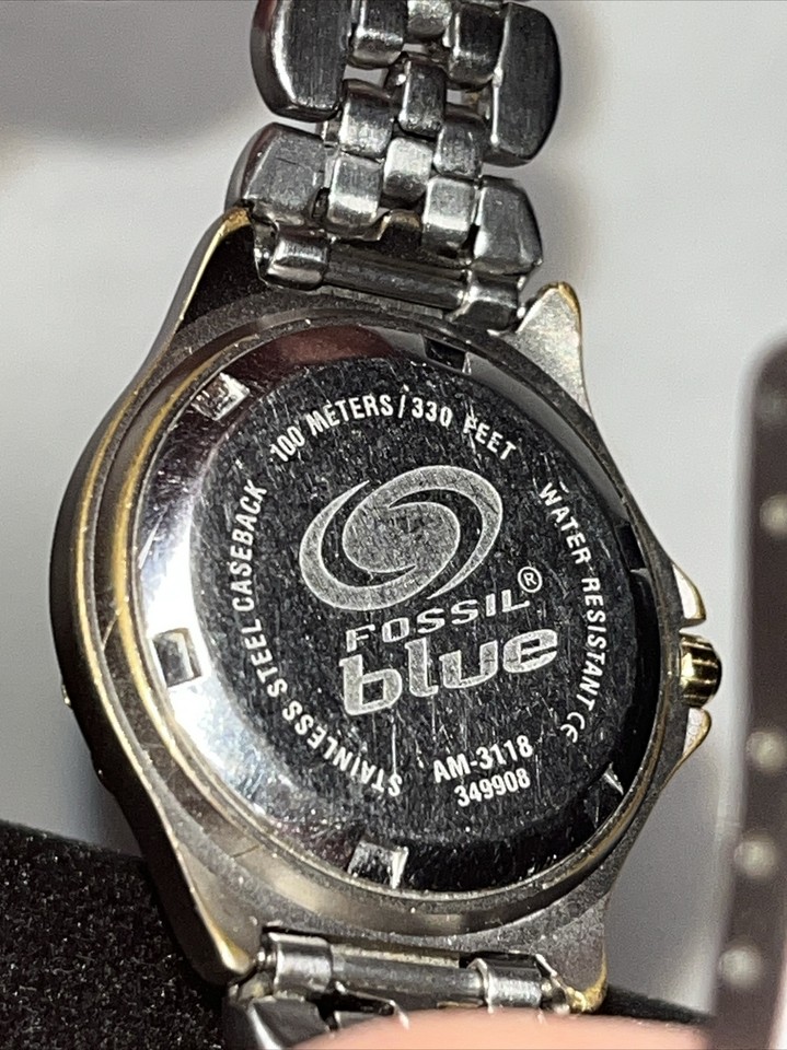 Fossil Blue Watch Women 28mm New Battery -Luminous hands Rotating Bezel ...