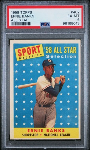 1958 Topps All Star Ernie Banks #482 PSA 6 Freshly Graded Cubs Legend ...