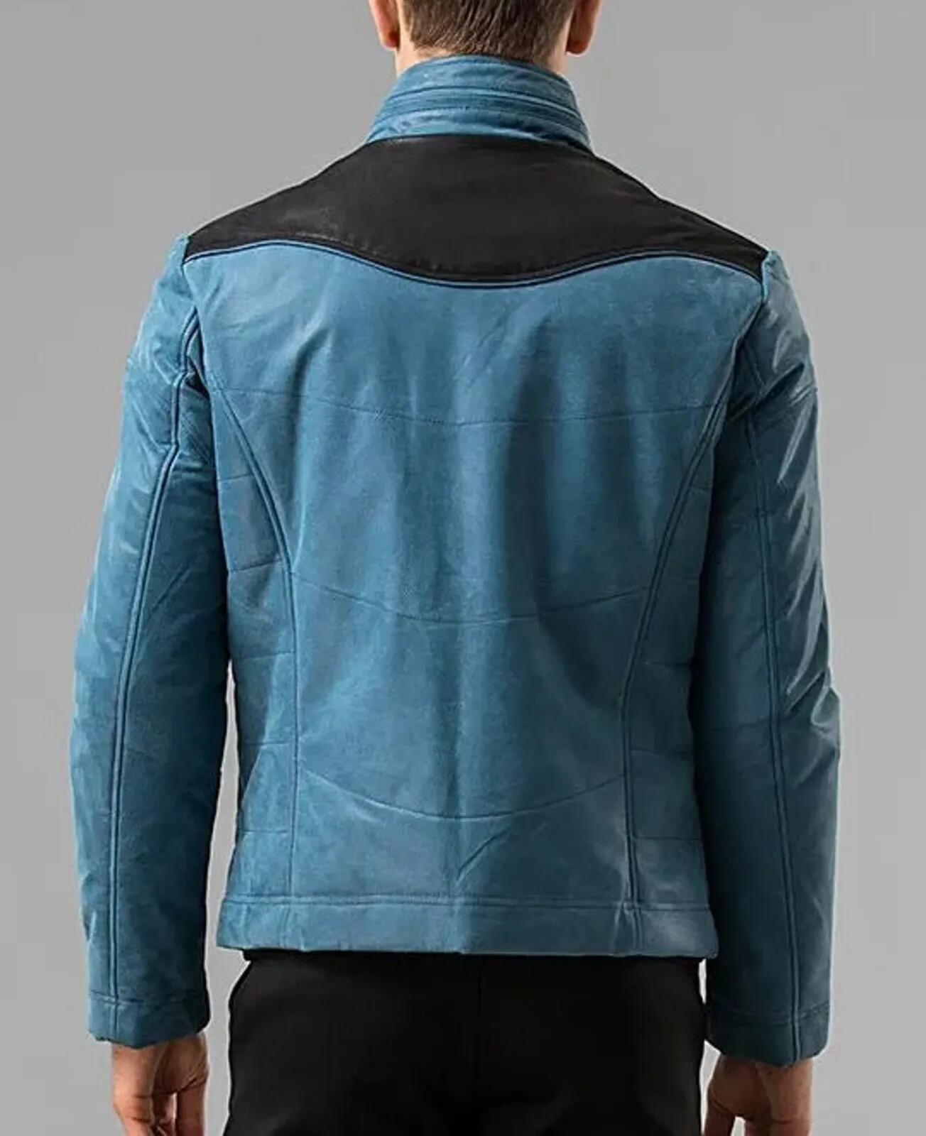 New Mens Blue & Black Motorcycle Leather Jacket. Genuine Lambskin ...