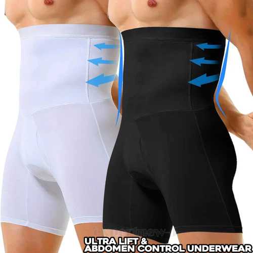 Men High Waist Tummy Control Abdomen Fat Burning Body Shaper Boxer ...