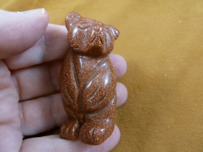 (Y-BEA-ST-726) Orange Goldstone STANDING BEAR gemstone carving FIGURINE ...