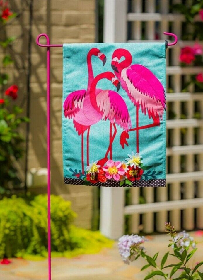 PINK FLAMINGO TROPICAL FLOWER OCEAN BEACH SAND MINI WINDOW GARDEN YARD ...