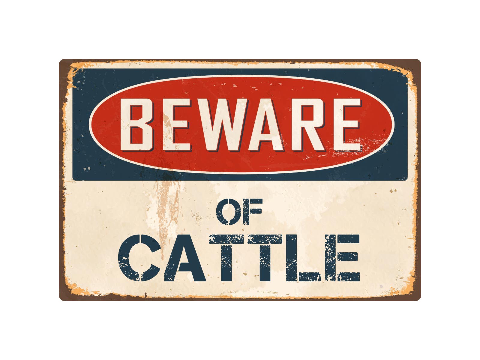Beware Of Cattle 1 8" x 12" Vintage Aluminum Retro Metal Sign VS097 | eBay