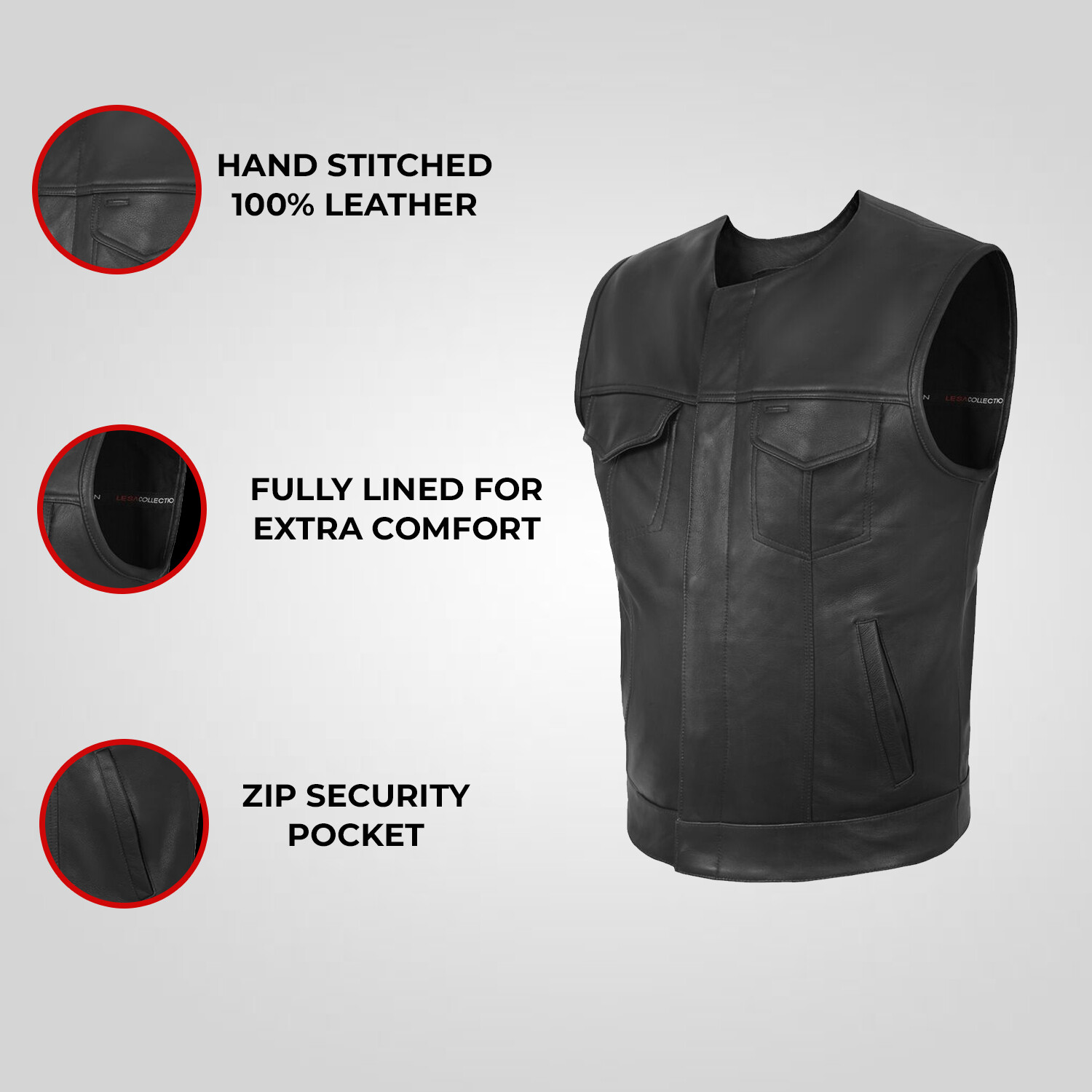 Motorcycle Cut Off Vest With Chrome Leather Biker Sons of Anarchy Style ...