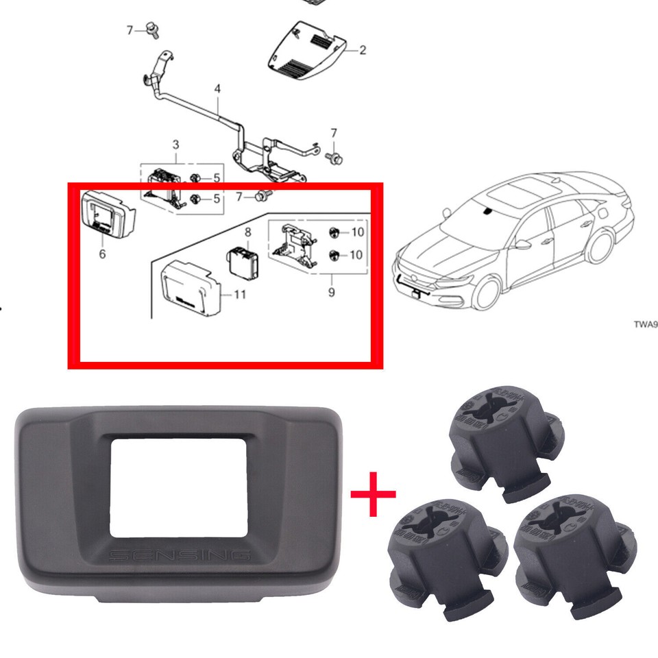 2018-2020 Honda Accord Distance Sensor Milliwave Radar Cover + 3 Clip ...