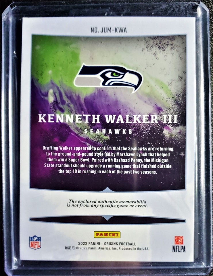 Kenneth Walker III 2022 Panini Origins Jumbo Jersey Rookie /199 ...