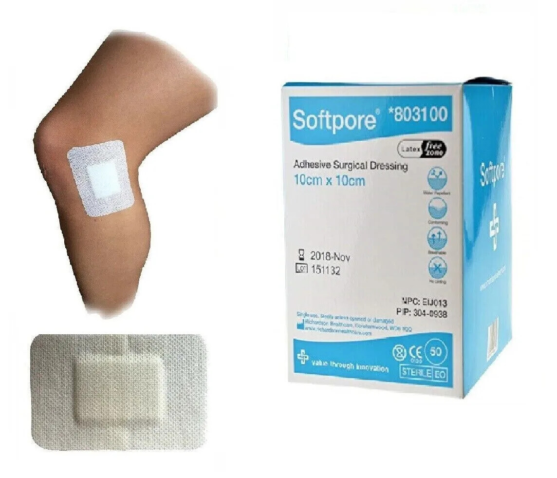 10cm x 10cm Softpore Adhesive Sterile Wound Dressings- First Aid ...