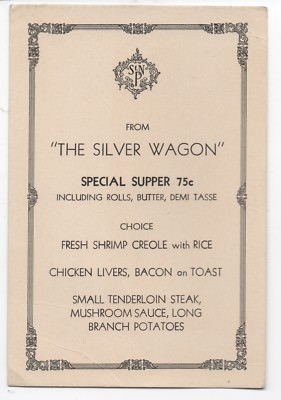 1920s Railroad Dinner Menu from the Silver Wagon | eBay