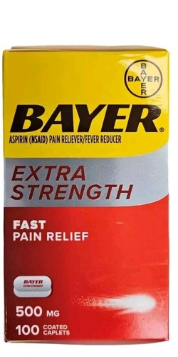 Bayer Aspirin Extra Strength 500mg, 100 Coated Caplets *check ...