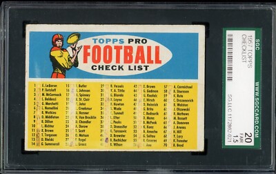 1957 Topps Football Blony Checklist SGC 1.5 | eBay