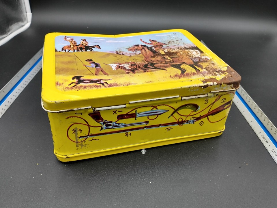 Vintage 1959 Universal Pathfinder Western Metal Lunchbox Cowboys ...