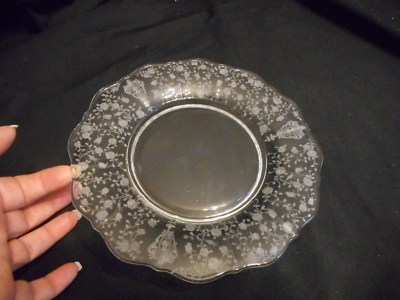 Vintage Etched Glass Cambridge Glass Rose Point Pattern 8" Salad Plate ...