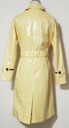 Womens Yellow Vinyl Trench Coat Raincoat Rain Coat Size S | eBay