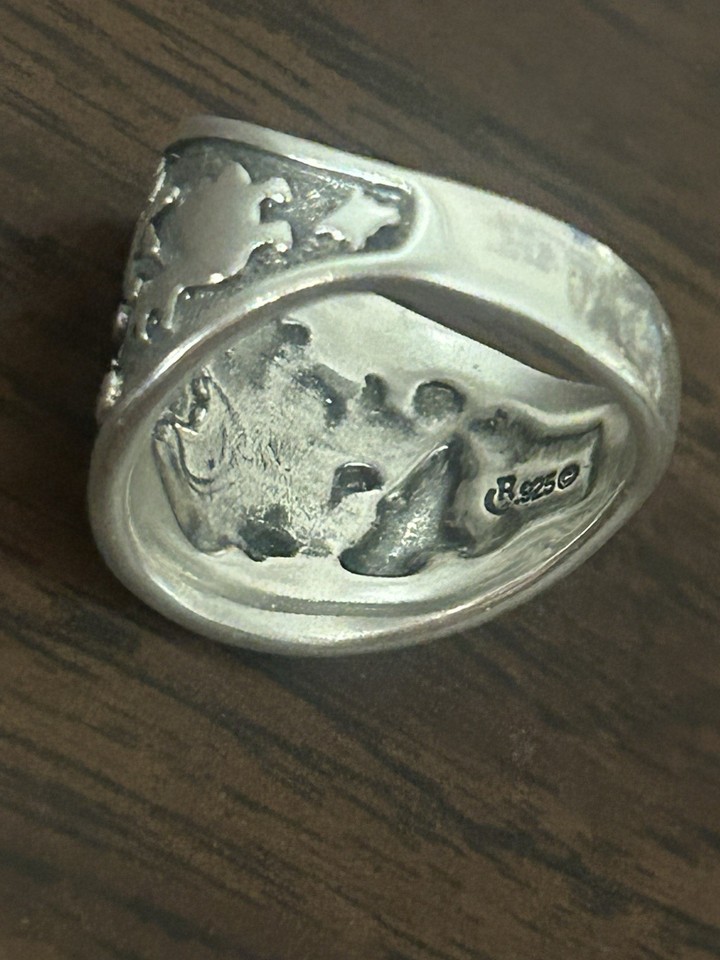 Vintage Sterling Silver Native American Spirit Animal Paint Blotch Ring ...
