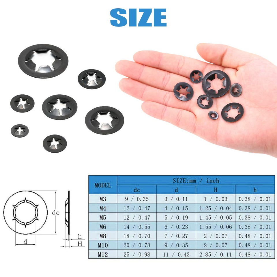 280Pcs Internal Tooth Starlock Locking Washers and Speed Clips ...