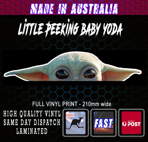 Baby Yoda Grogu CAR bottom PEEKING Sticker STAR WARS Latex Print ...