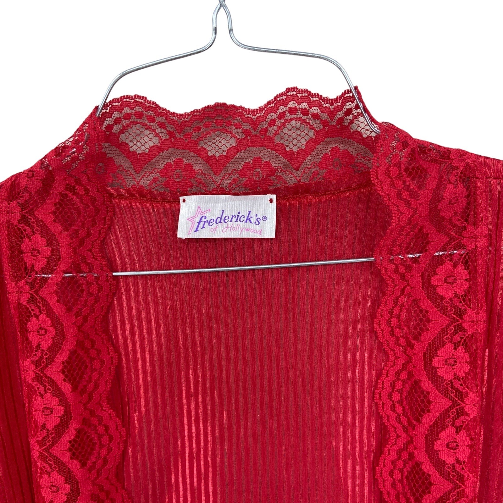 Vintage FREDRICKS OF HOLLYWOOD Red Lace Robe Cover U… - Gem